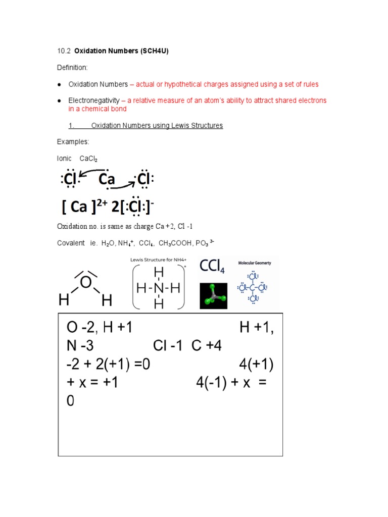 10.2 Oxidation Numbers OH | PDF