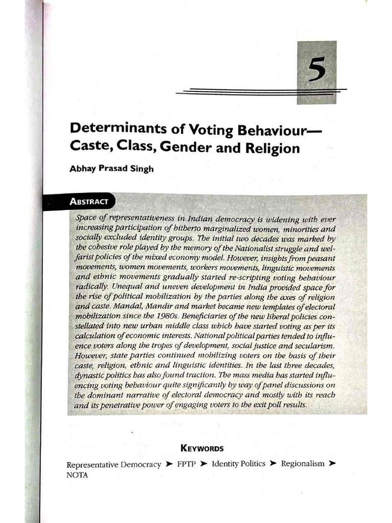 Determinants of Voting Behaviour | PDF