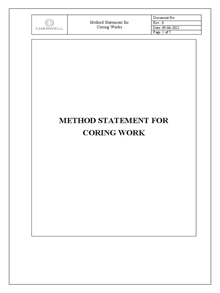 Method Statement For Coring Work | PDF | Occupational Safety And Health ...