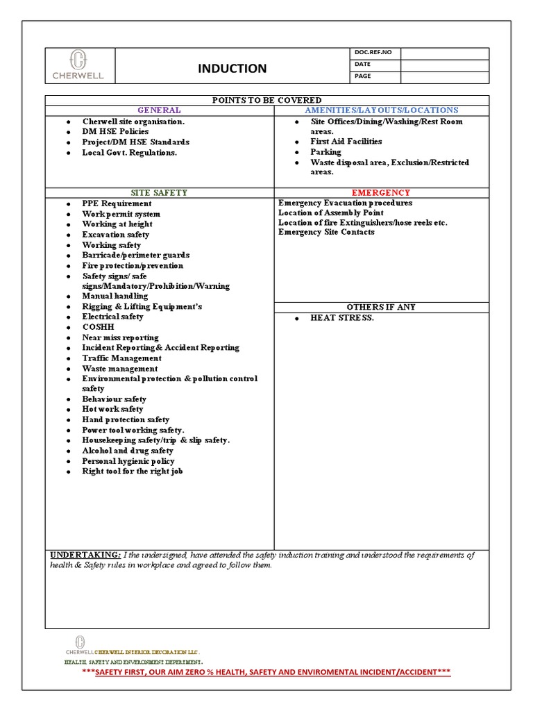 Induction Report | PDF | Occupational Safety And Health | Safety