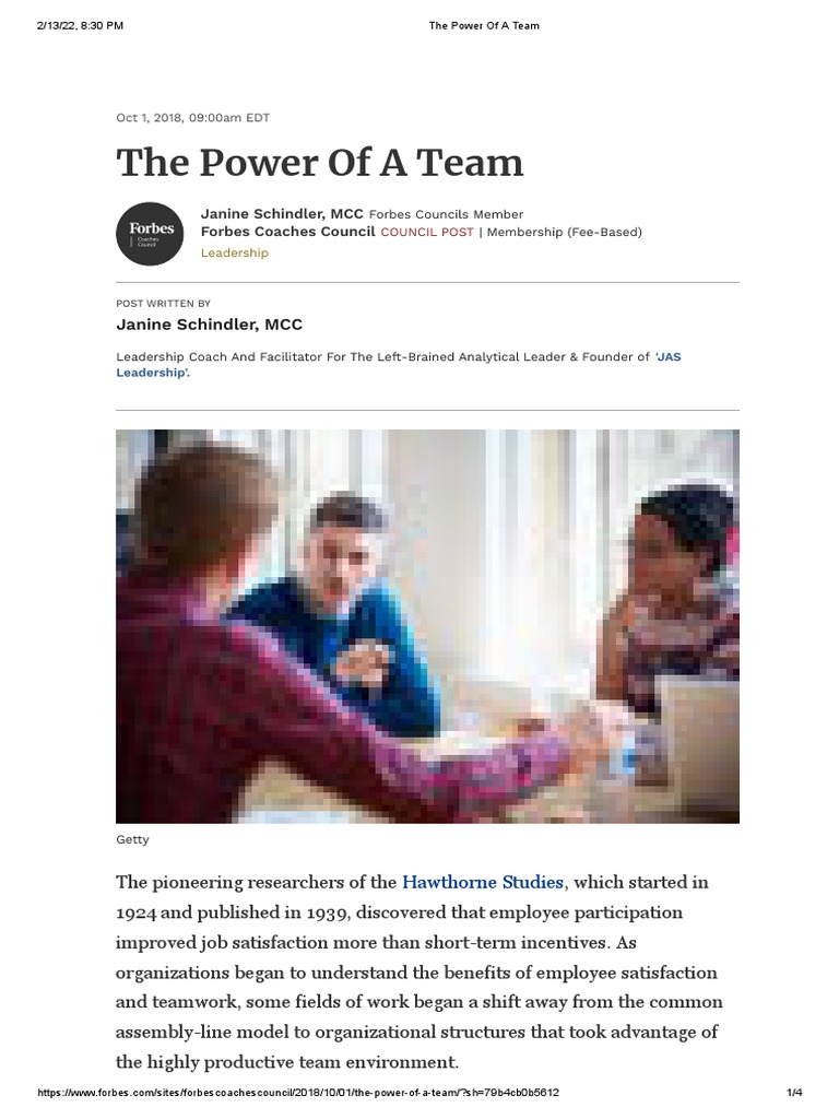 The Power of A Team | PDF | Leadership | Cognitive Science