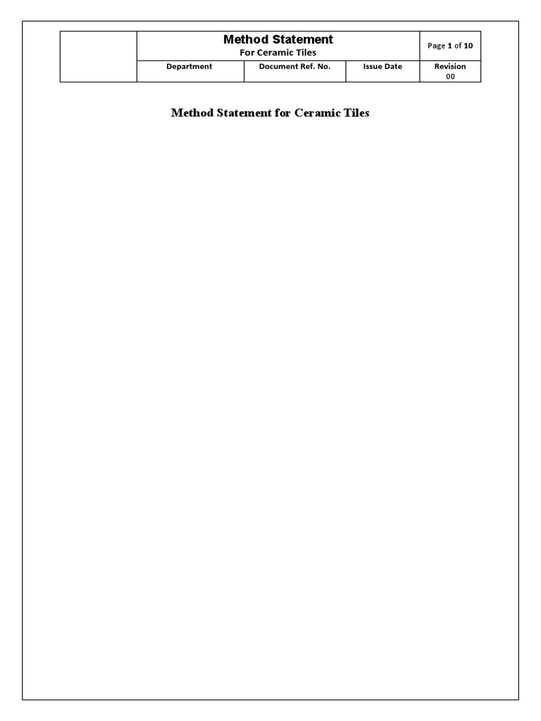method statement for Ceramic Floor Tile | PDF | Tile | Specification ...