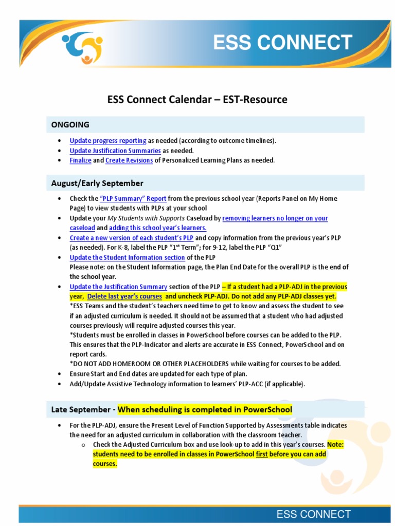 Ess Connect Est-R Calendar | PDF | Curriculum | Teaching