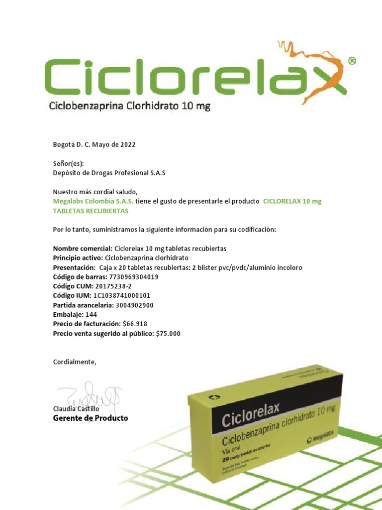 Carta de Codificación Ciclorelax | PDF