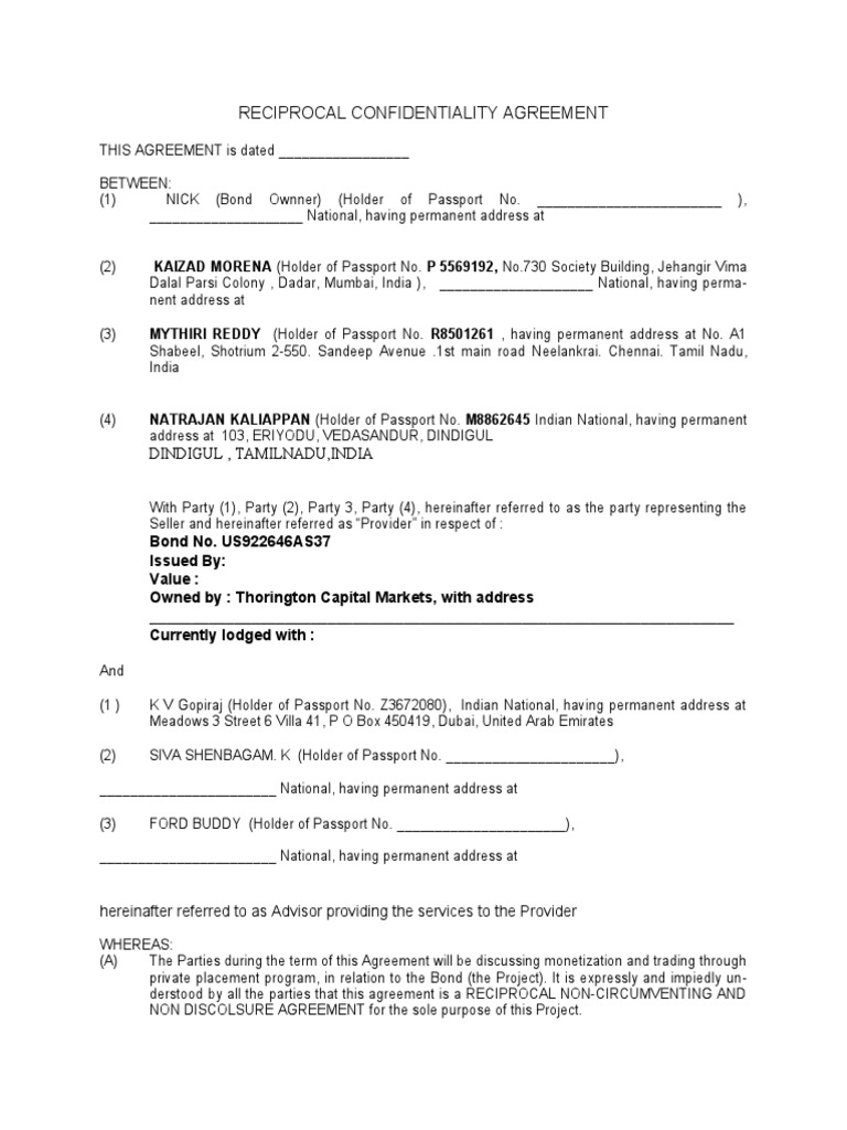RECIPROCAL CONFIDENTIALITY AGREEMENT F | PDF | Legal Remedy | Discovery ...