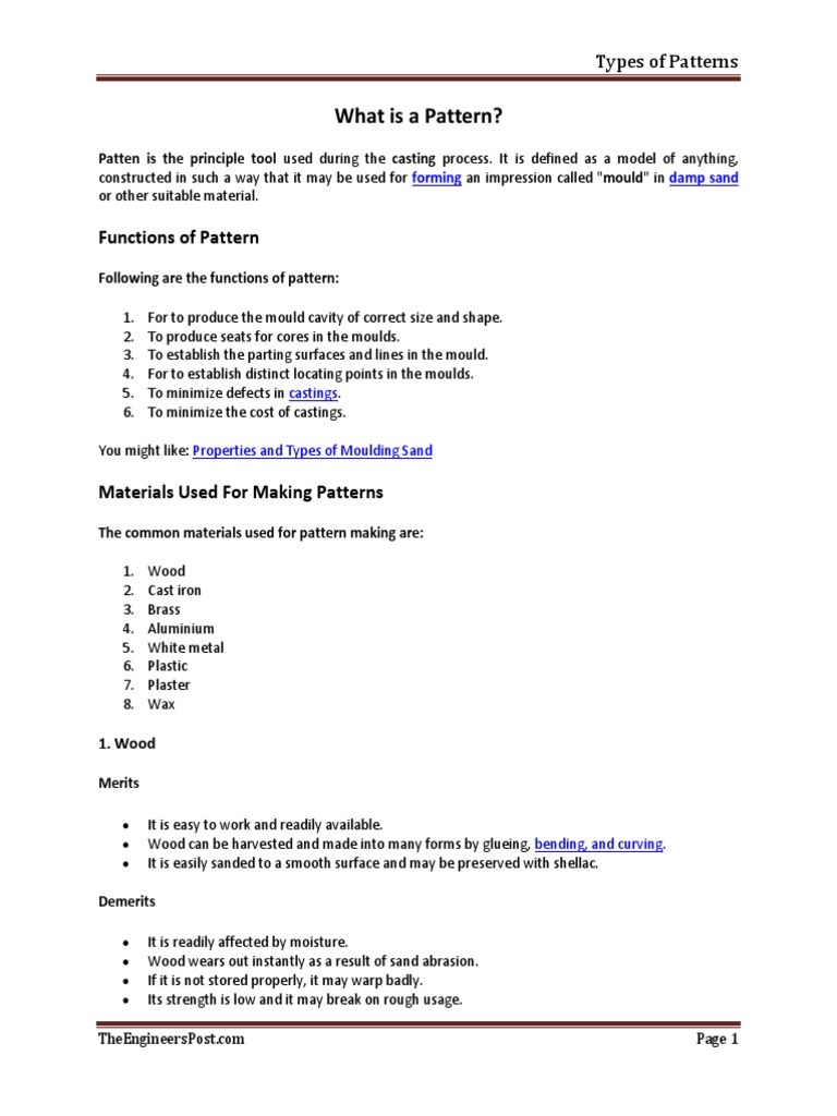 Pattern Types and Allowances | PDF | Casting (Metalworking) | Building ...