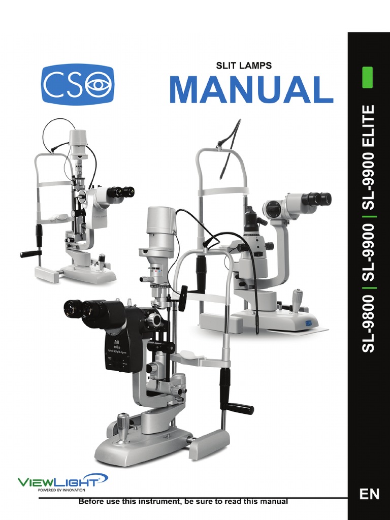 CSO SL9900 Slit Lamp User Guide | PDF | Lighting | Electromagnetic ...
