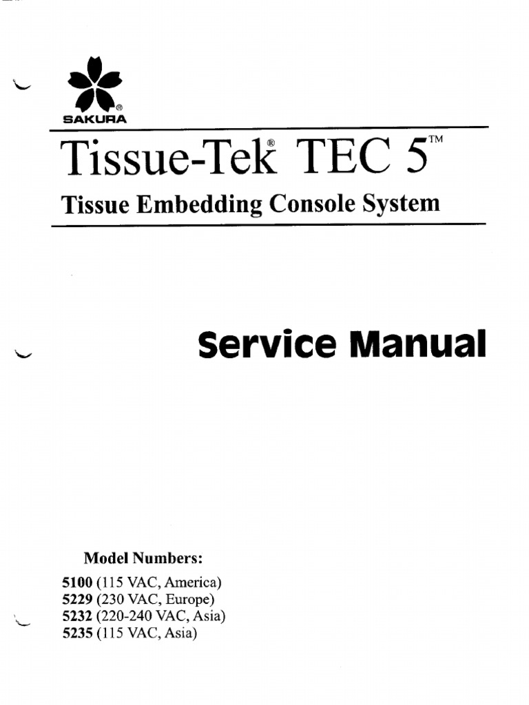 Sakura Tissue Tek Tec 5 Service Manual | PDF