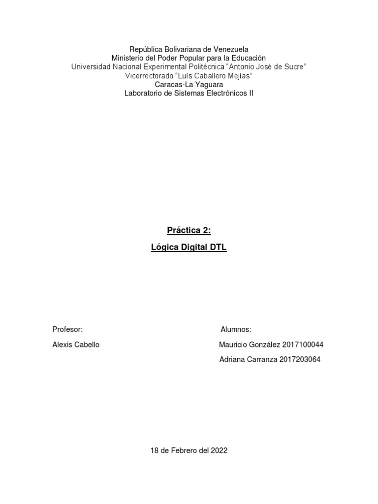 Informe de La Practica 2 | PDF | Puerta lógica | Transistor