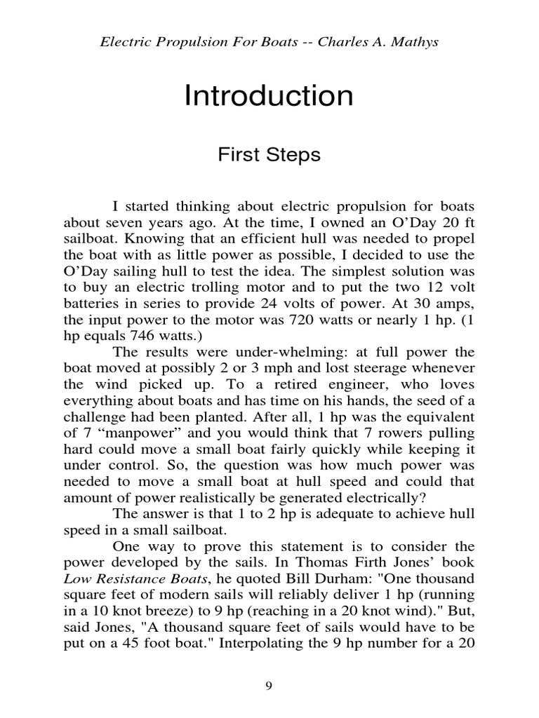 First Steps: Electric Propulsion For Boats - Charles A. Mathys | PDF ...