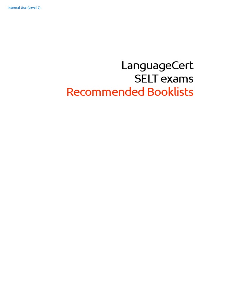 Recommended Booklists: Languagecert Selt Exams | PDF | English As A ...