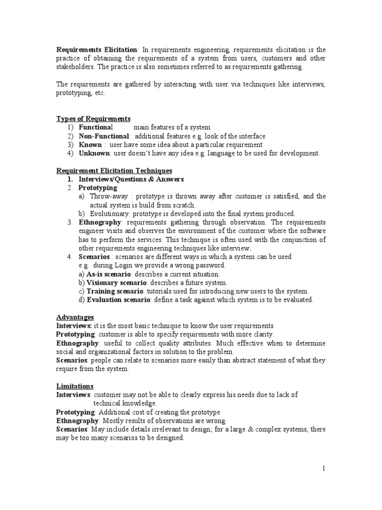 Requirements Elicitation | Software Prototyping | Use Case