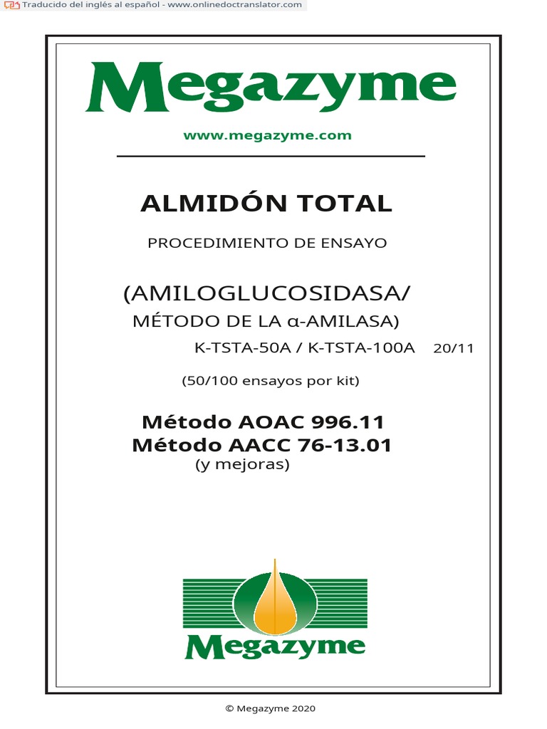 K-TSTA-100A - DATA en Es | PDF | Almidón | Química