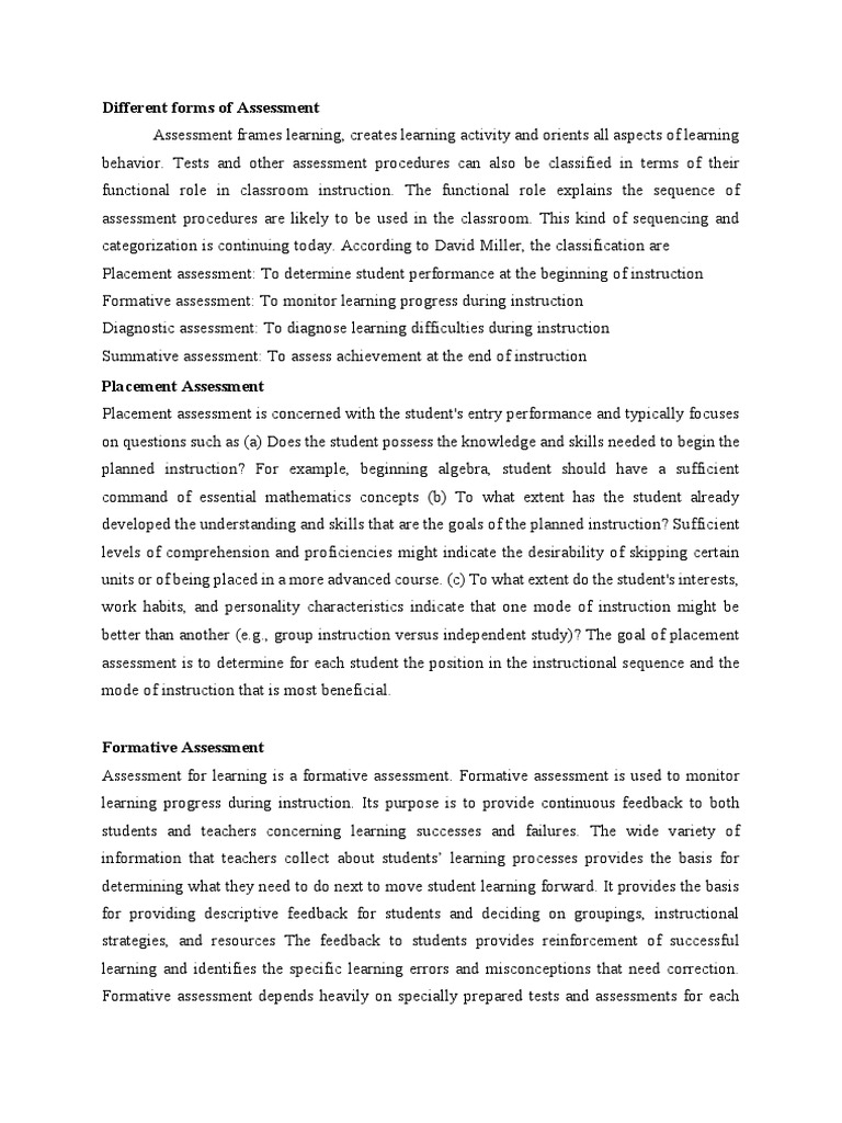 Different forms of Assessment | PDF | Educational Assessment | Medical ...