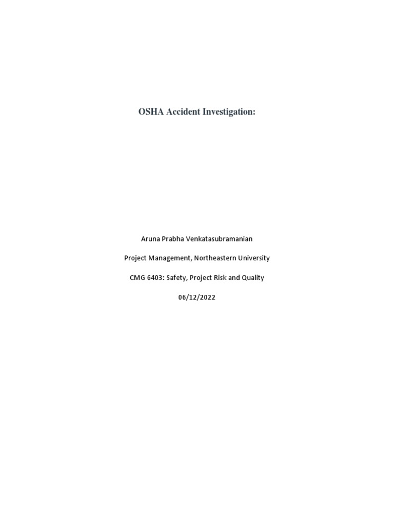 OSHA Incident Investigation Guidelines | PDF | Occupational Safety And ...