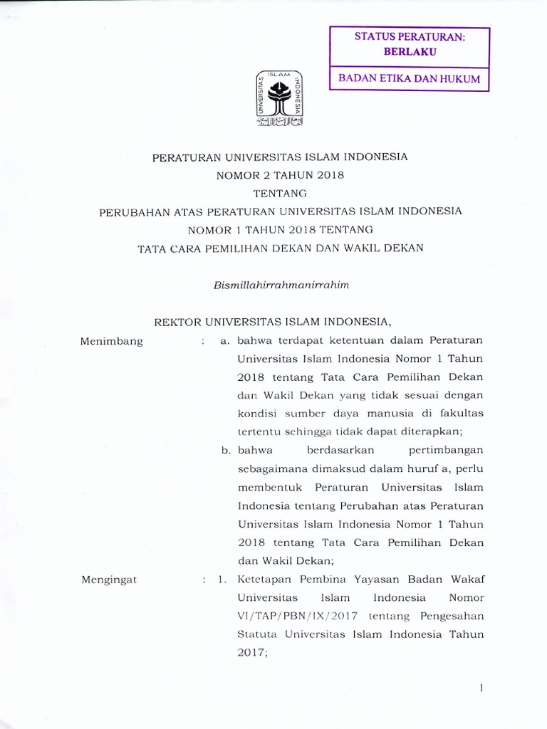 Perubahan Tata Cara Pemilihan Dekan Dan Wakil Dekan | PDF