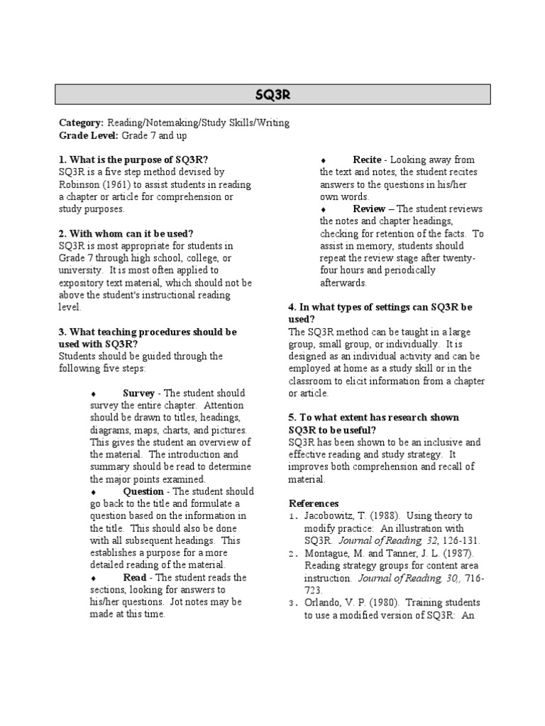SQ3R | PDF