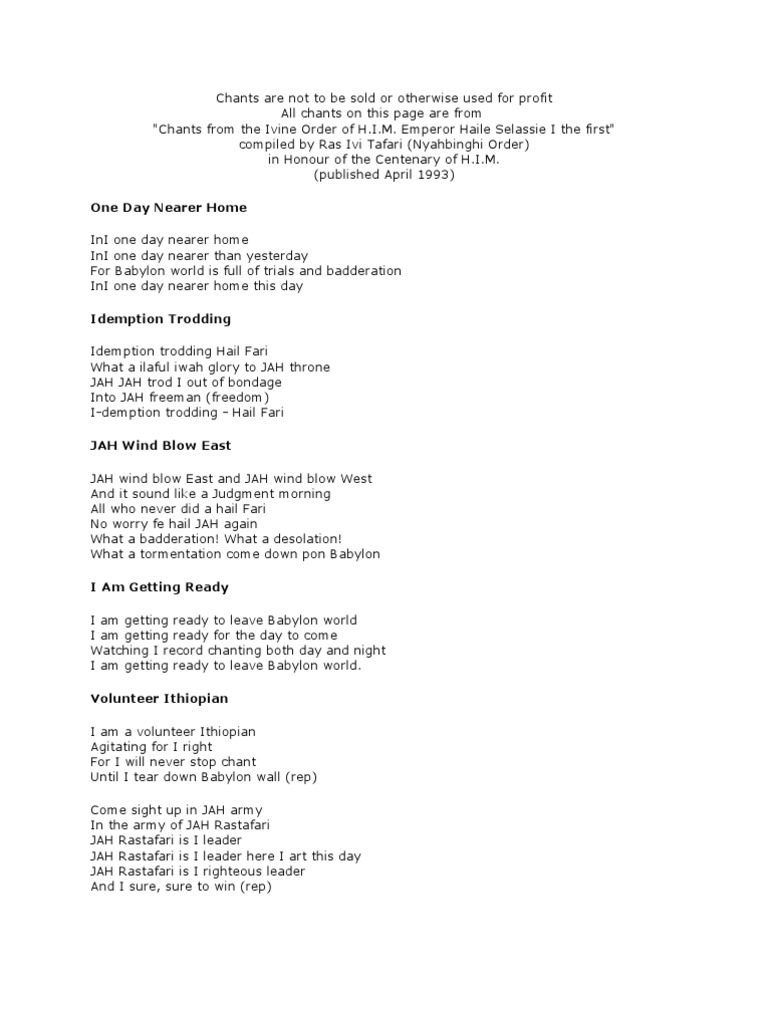 Nyabinghi Chants | Hebrew Bible | Monotheistic Religions