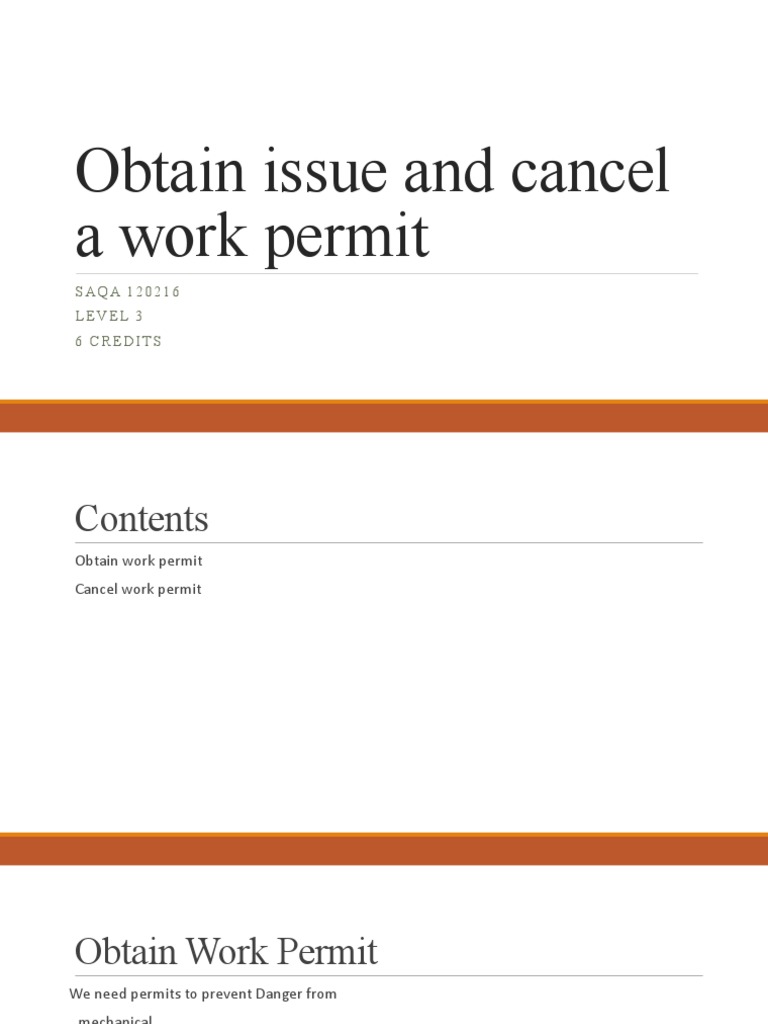 Obtain Issue and Cancel A Work Permit | PDF