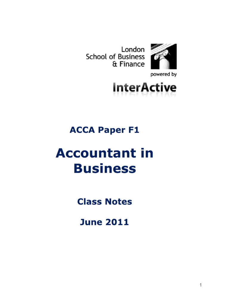 ACCA F1 Financial Accounting Notes 2024 | PDF