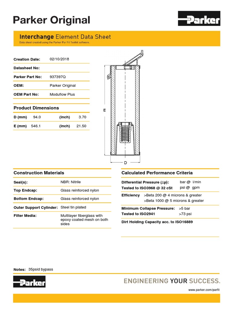 937397Q - Parker Data Sheet | PDF