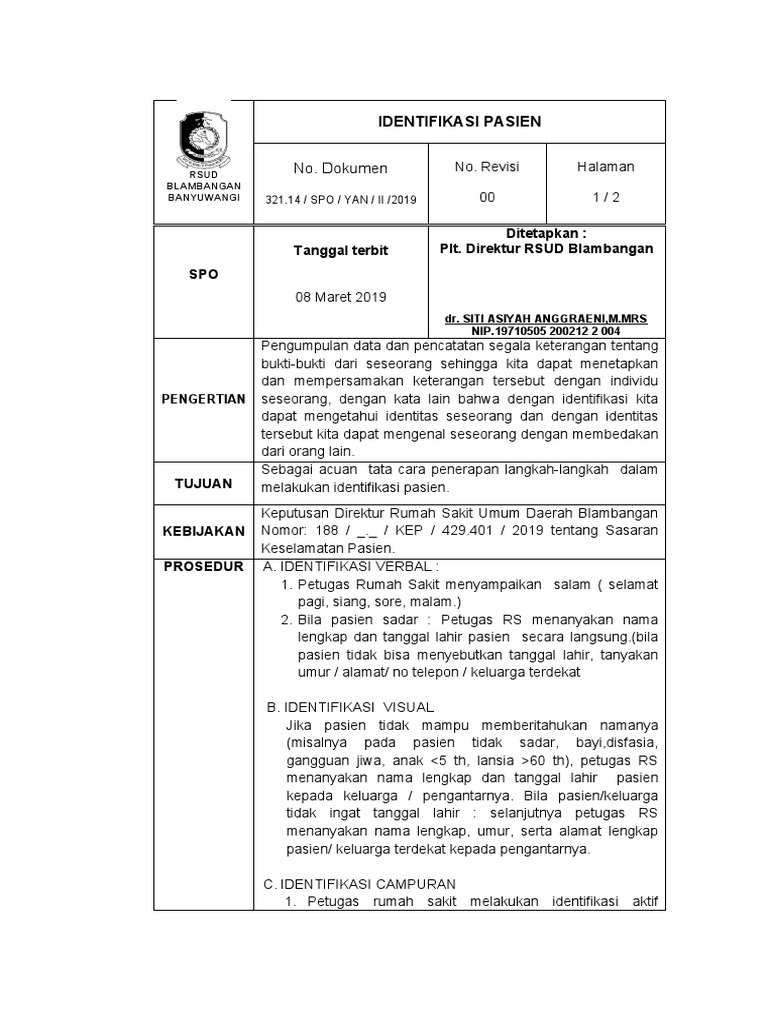 Template Spo Rsud Blambangan | PDF
