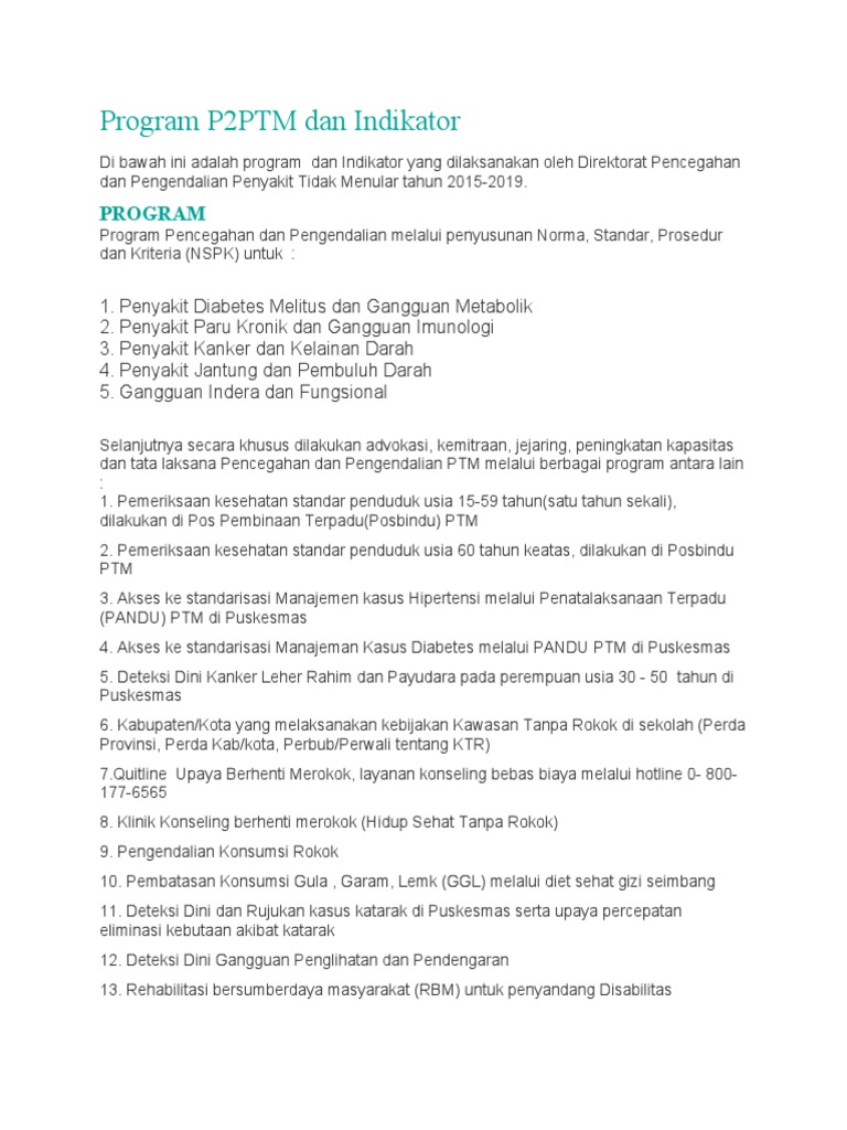 Program P2PTM Dan Indikator | PDF