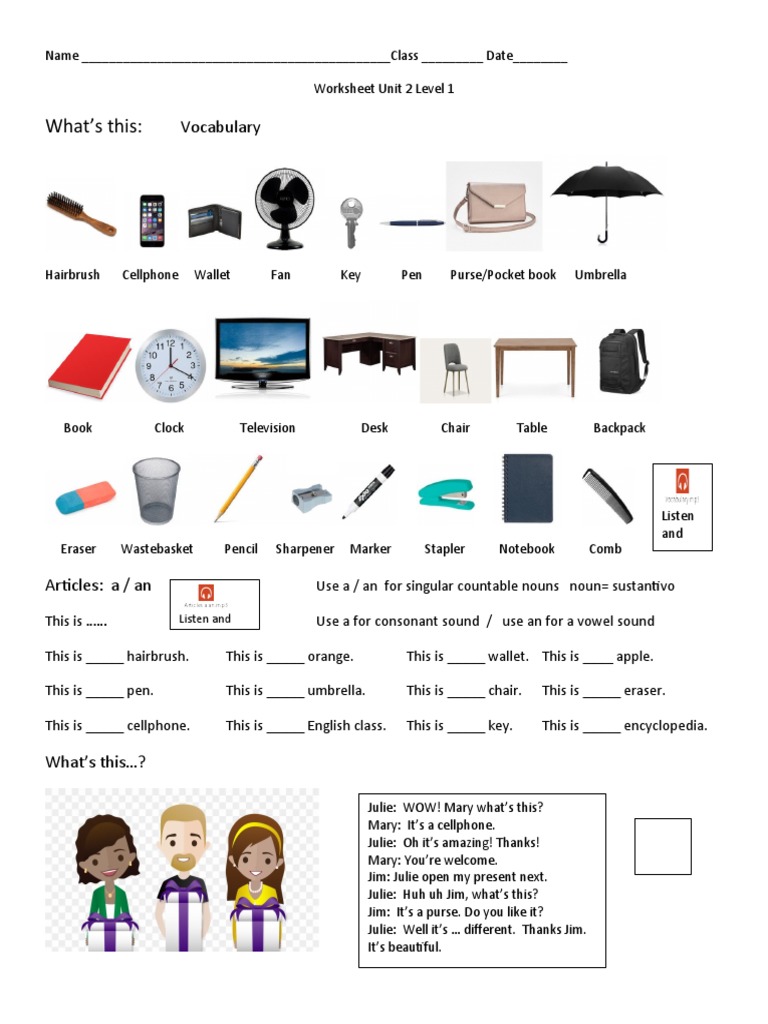 Level 1 Unit 2 Worksheet | PDF | Question | Pronoun
