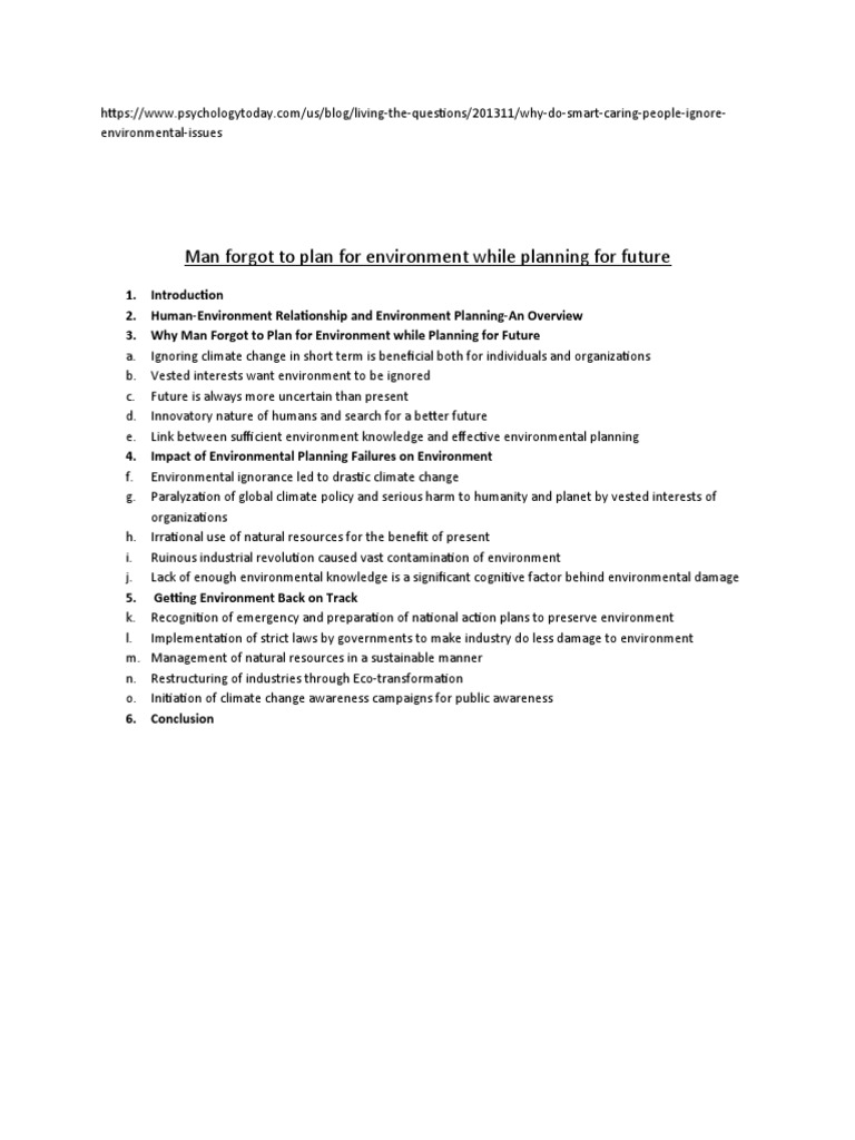 Man Forgot To Plan For Environment While Planning For Future | PDF