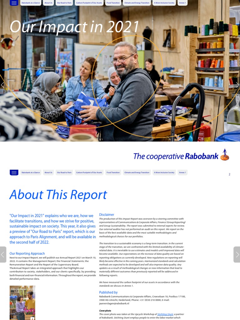 Rabobank Our Impact in 2021 | PDF | Sustainability | Low Carbon Economy