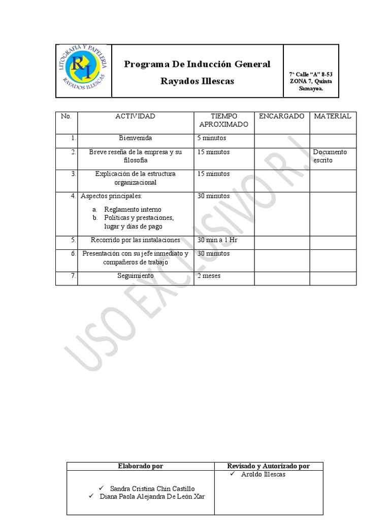 2 Formato de Induccion General | PDF | Crecimiento personal y profesional