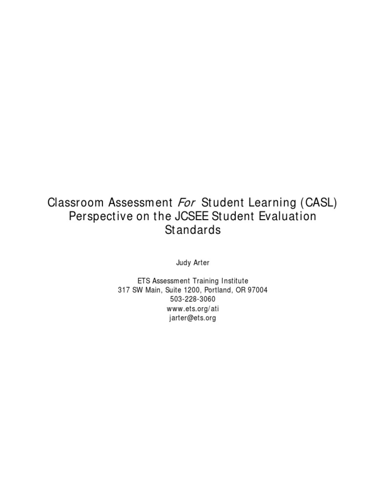 Classroom Assessment For Student Learning | PDF | Educational ...