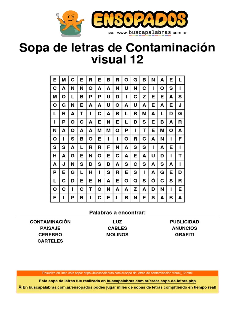 Sopa de Letras de Contaminación Visual 12 | PDF
