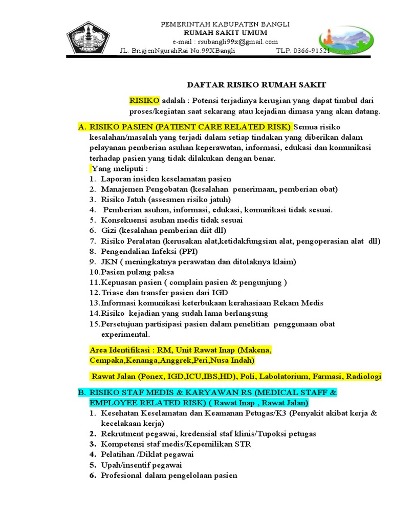 Daftar Risiko Unit | PDF