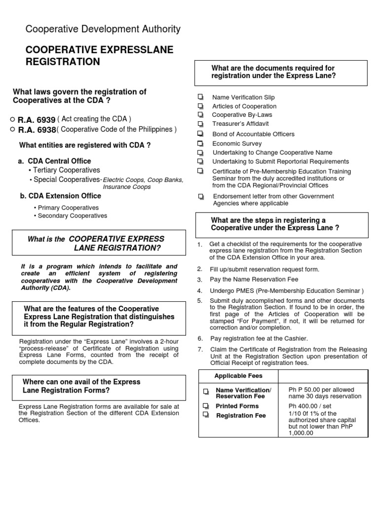 Cooperative Express Lane Registration Guide | PDF | Cooperative ...