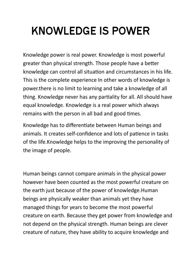 Knowledge Is Power | PDF | Knowledge | Human