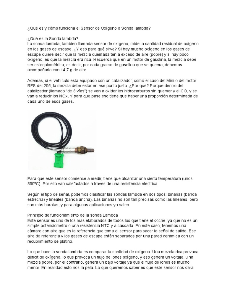 Comprensión detallada del funcionamiento del sensor de oxígeno (sonda lambda), su importancia ...