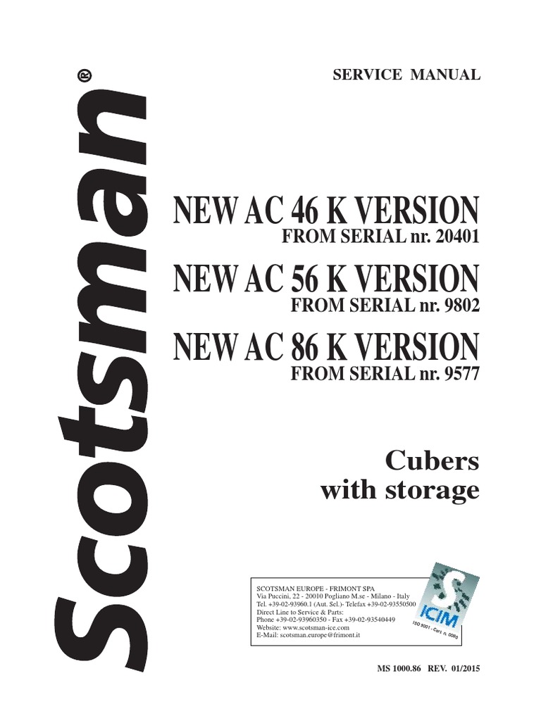 Ice Maker Scotsman AC86-Service Manual | PDF | Thermostat | Valve