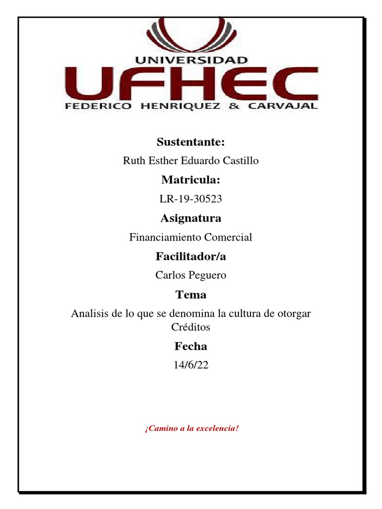 Analisis de Otorgar Un Credito | PDF | Crédito | Finanzas y ...