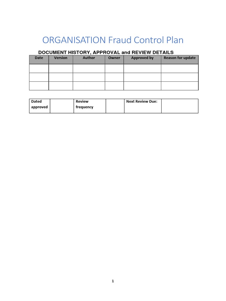 Fraud Control Plan | PDF | Internal Control | Audit