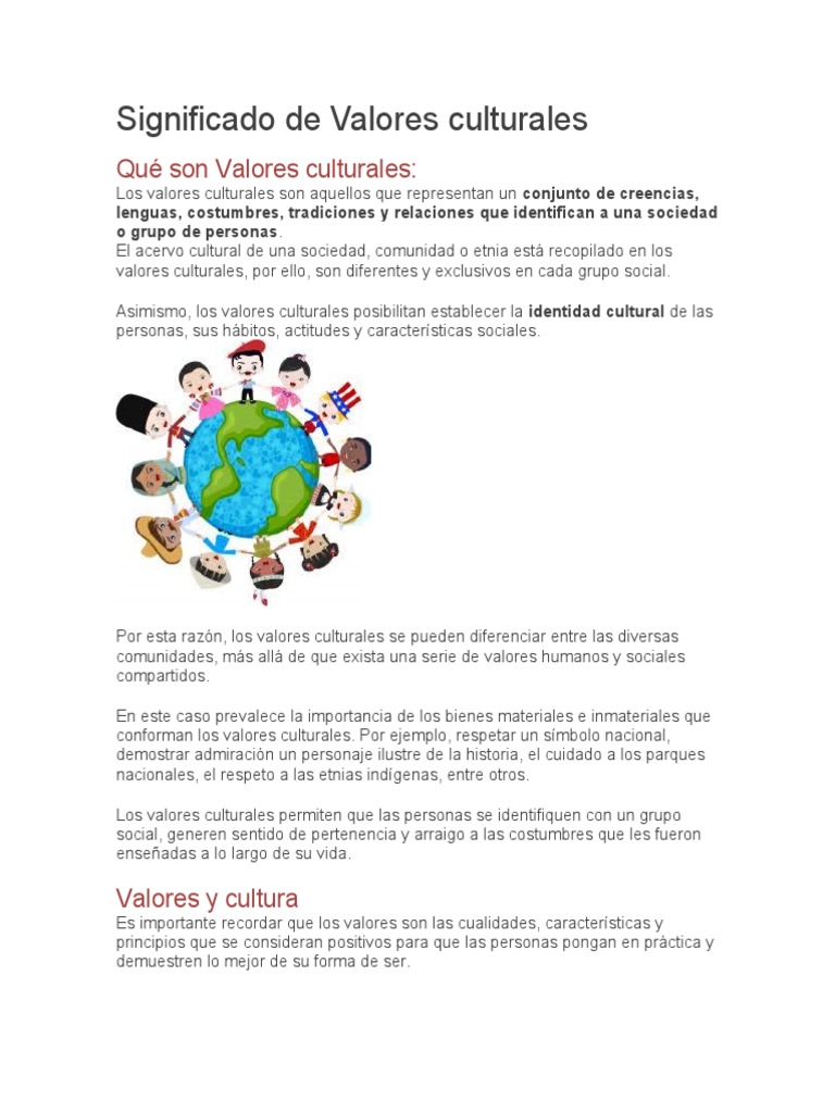 Significado de Valores Culturales | PDF | Sociedad | Tradiciones