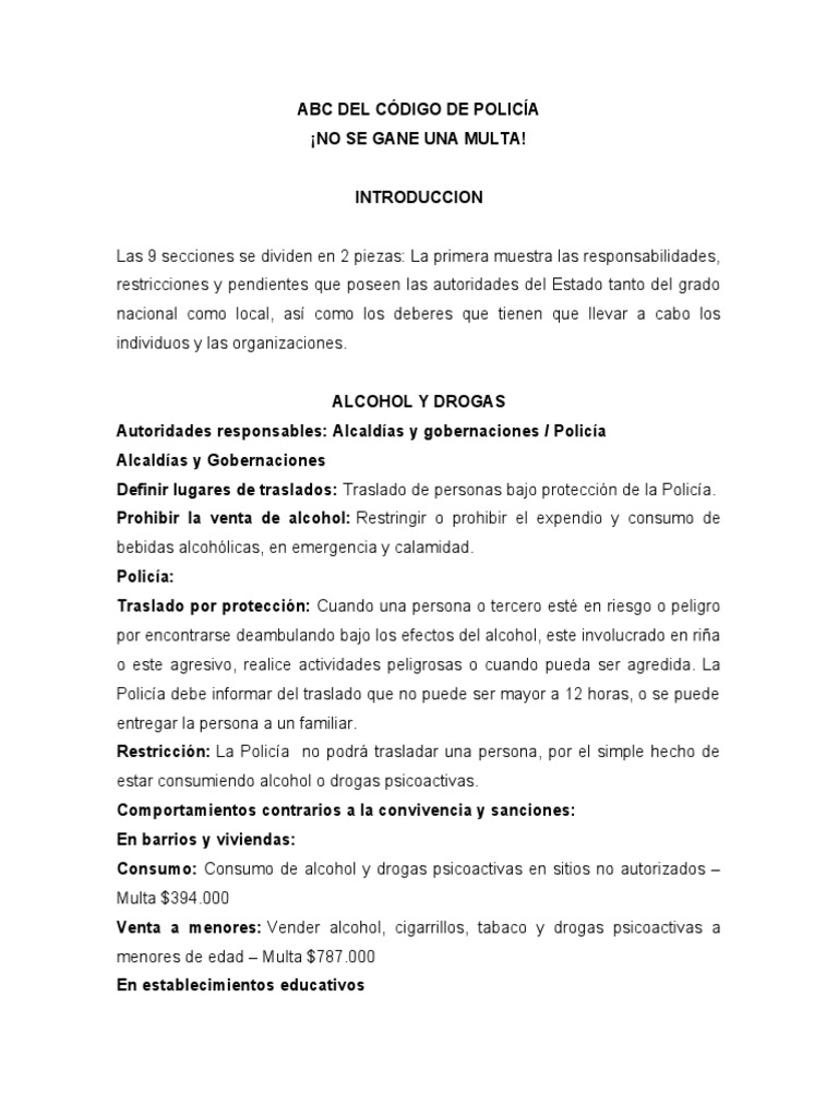 Abc Del Código De Policía Pdf Prohibición Viajes Por Los Estados
