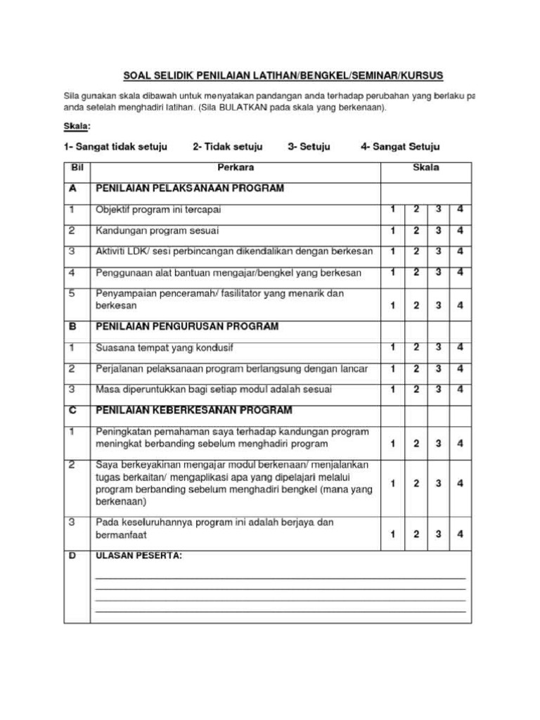 Borang Penilaian Keberkesanan Program | PDF