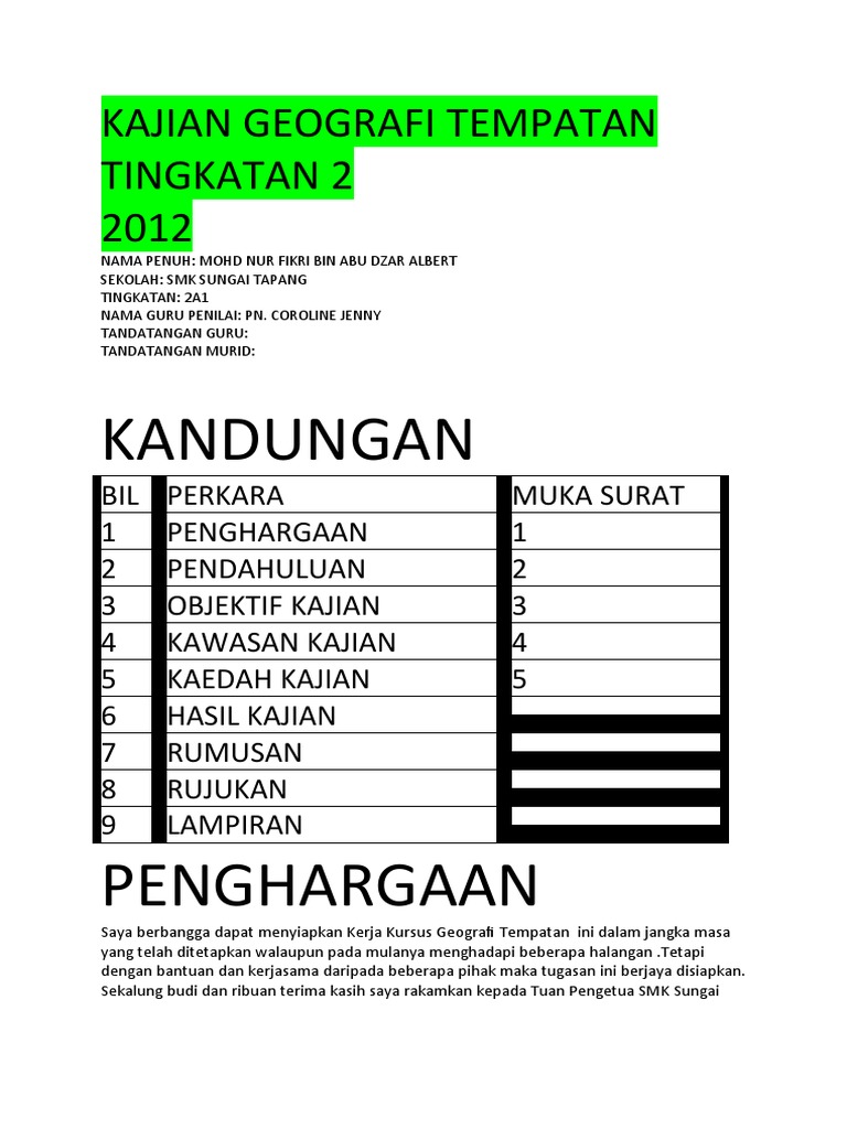 Contoh Kajian Lapangan Geografi Pdf