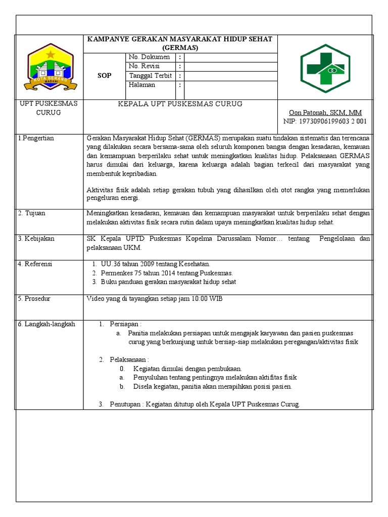 Sop Germas Senam | PDF