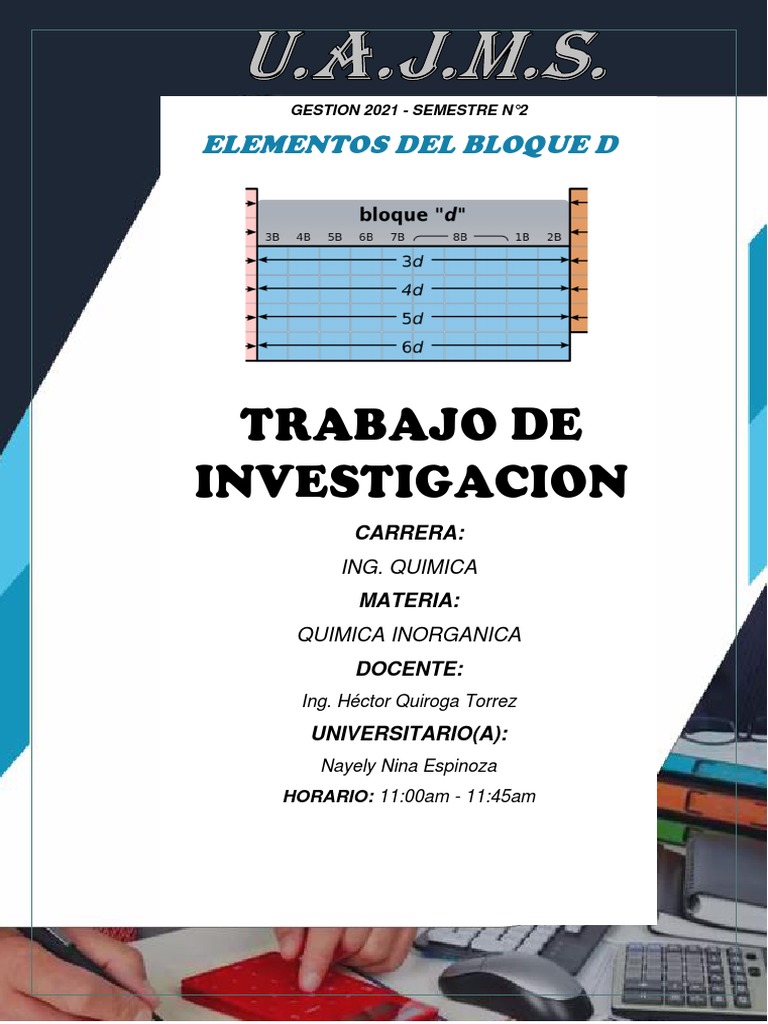 Elementos Del Bloque D | PDF | Metales de transición | Hierro