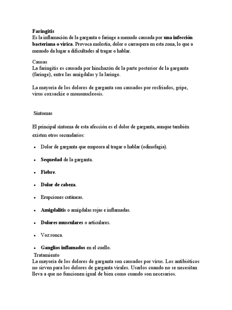 Faringitis: Causas, Síntomas y Tratamiento | PDF | Salud pública ...