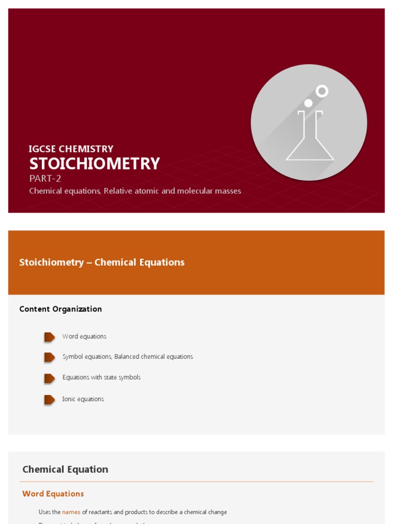 Stoichiometry: Igcse Chemistry | PDF | Oxide | Chemical Reactions