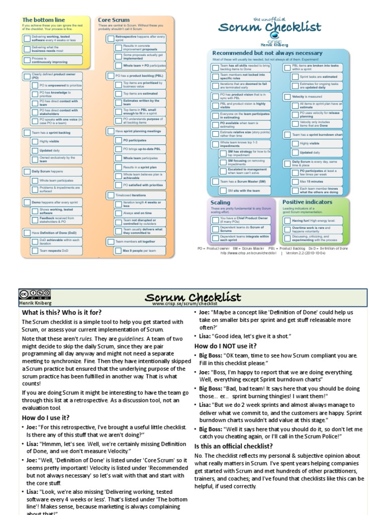 Scrum Checklist | Scrum (Software Development) | Accountability