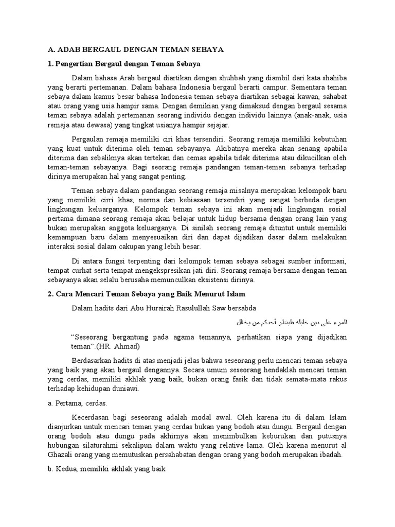 Adab Bergaul dalam Islam untuk Remaja | PDF